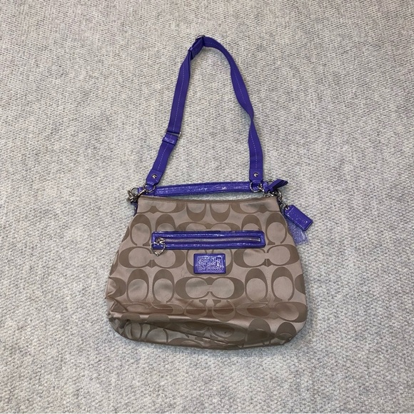 Coach | Bags | Coach Daisy Signature Shoulder Purse Bag Brown Purple 5 ...
